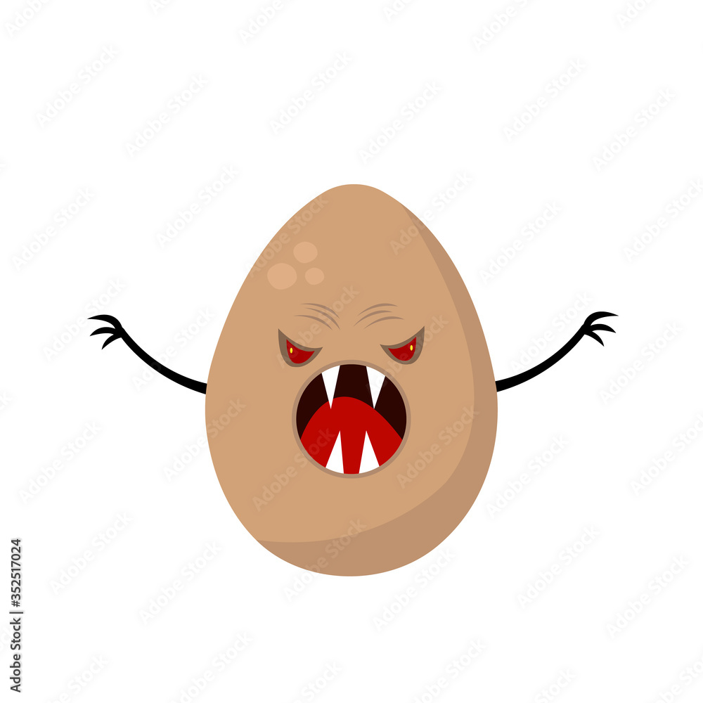 Brown chicken egg monster angry and scary cartoon character Stock ...