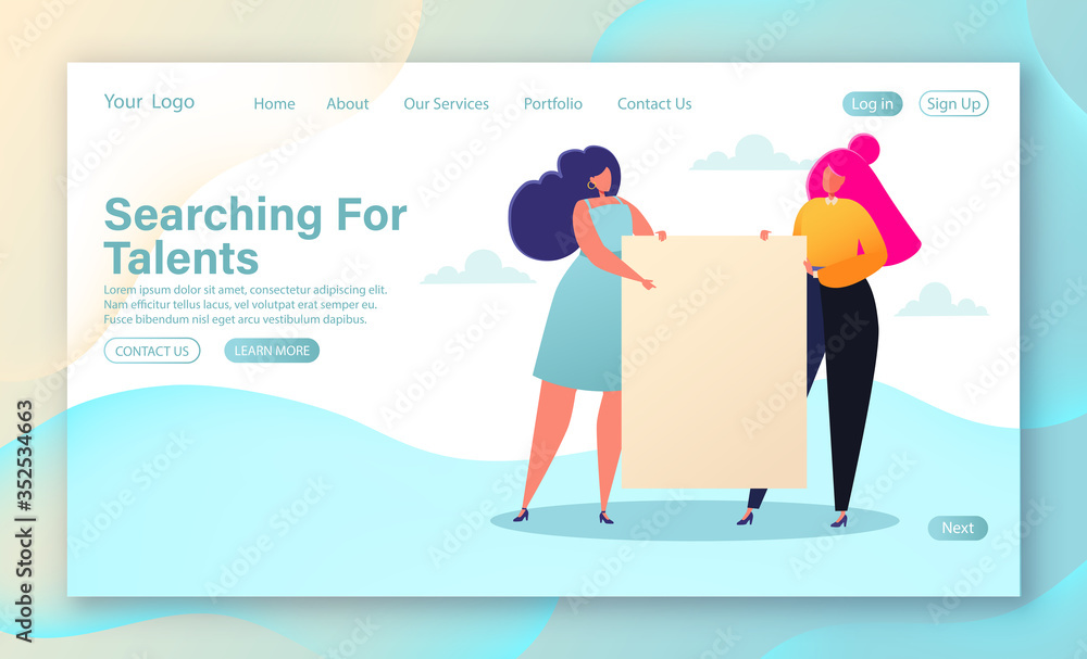 Concept of landing page on recruitment and agency interview theme ...