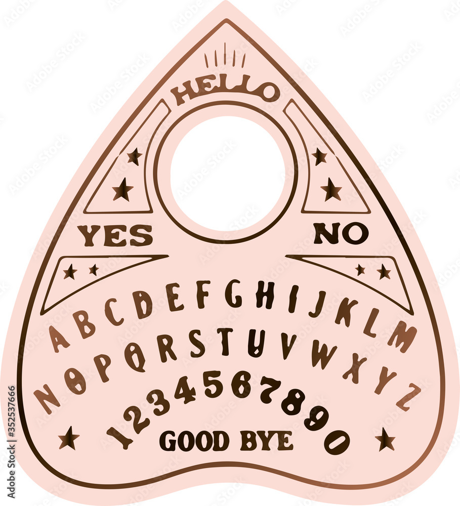 Ouija planchette with eye of providence line art, vector illustration ...
