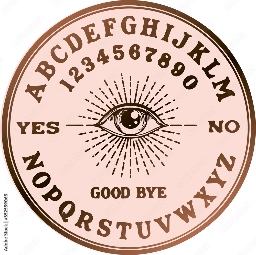 Ouija planchette with eye of providence line art, vector illustration ...