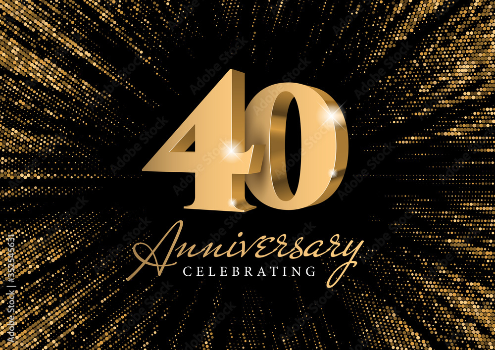 Anniversary 40. gold 3d numbers. Against the backdrop of a stylish ...