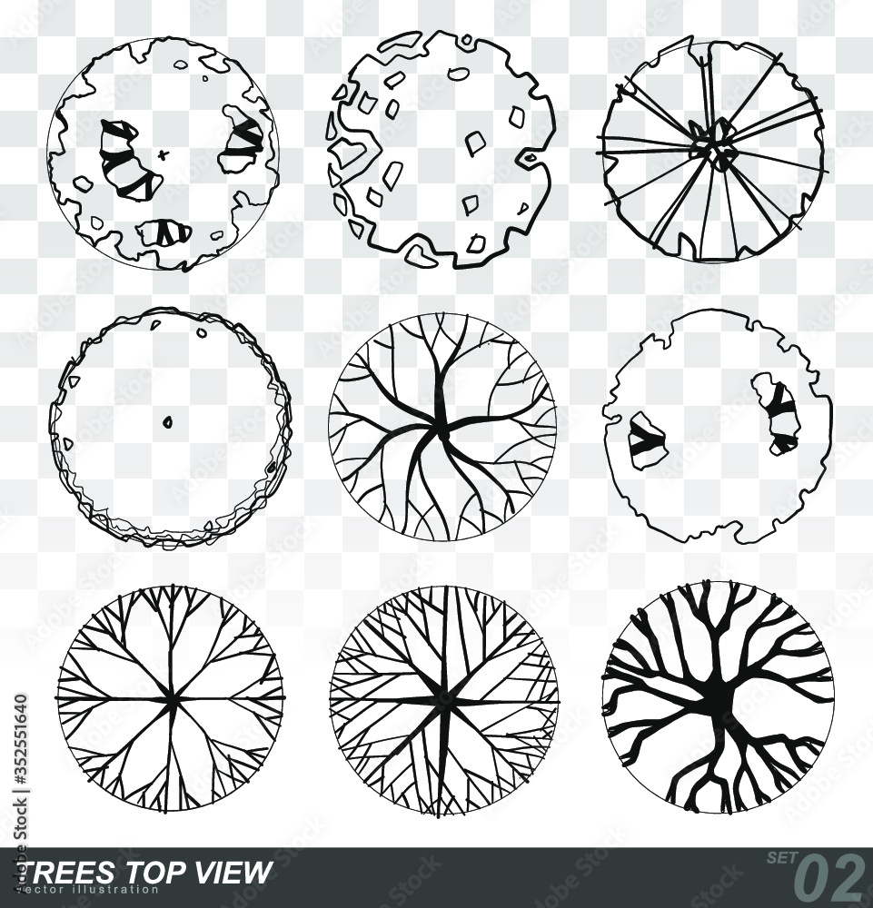 Set of Trees top view for landscape design- vector illustration Stock ...