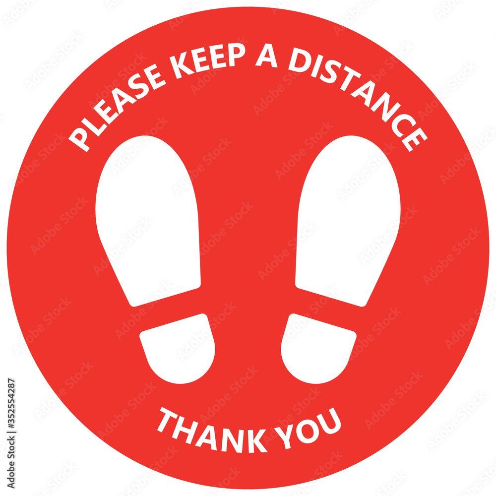Keep safe social distance floor sticker with foot print. Isolated ...