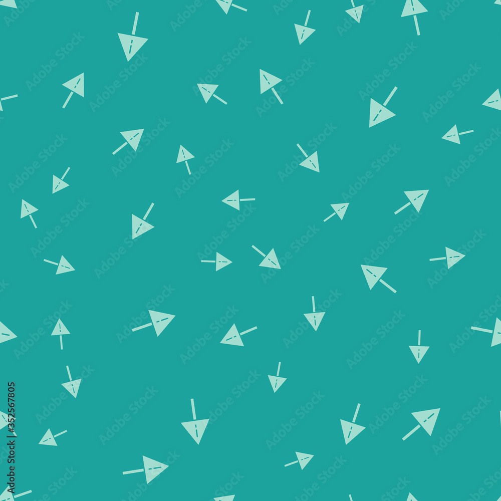 Green Exclamation mark in triangle icon isolated seamless pattern on ...