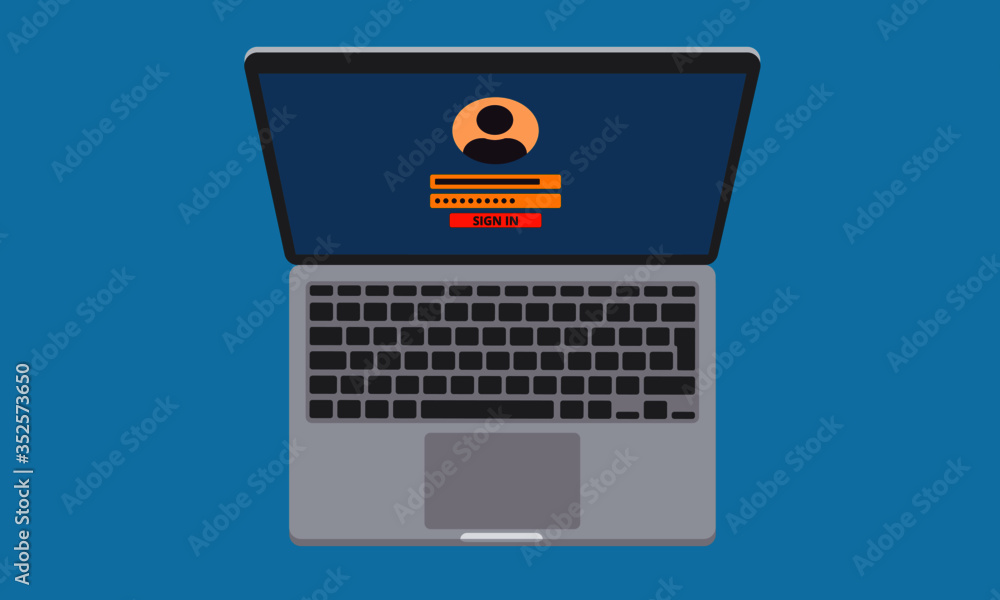 Login page on the laptop screen. Online login form, login page. User ...