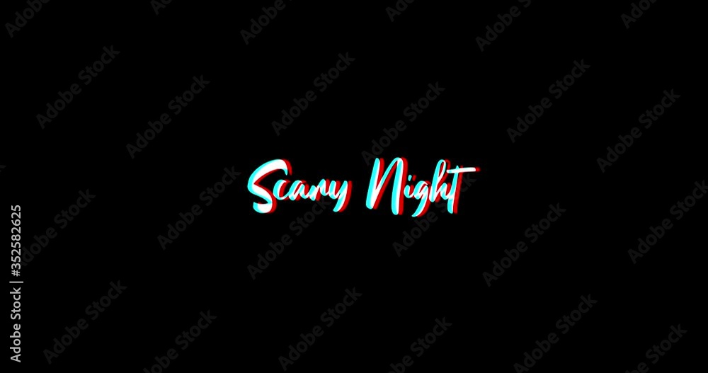Scary Night Typography Text Glitch Effect Animation on Black Background ...