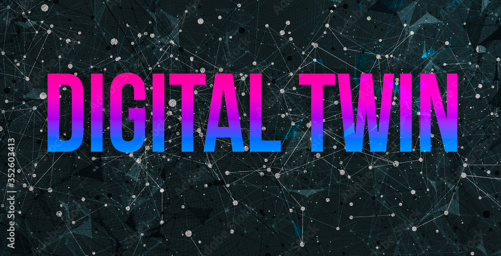 Digital Twin theme with abstract network lines and patterns Stock Photo ...