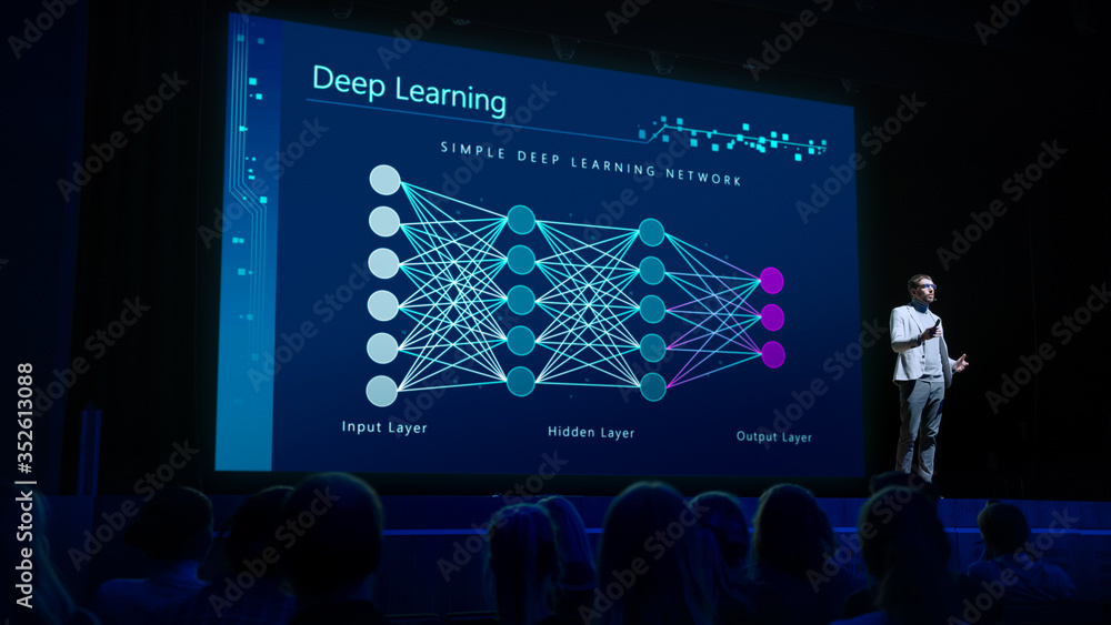 Foto de Computer Science Startup Conference: On Stage Speaker Does ...