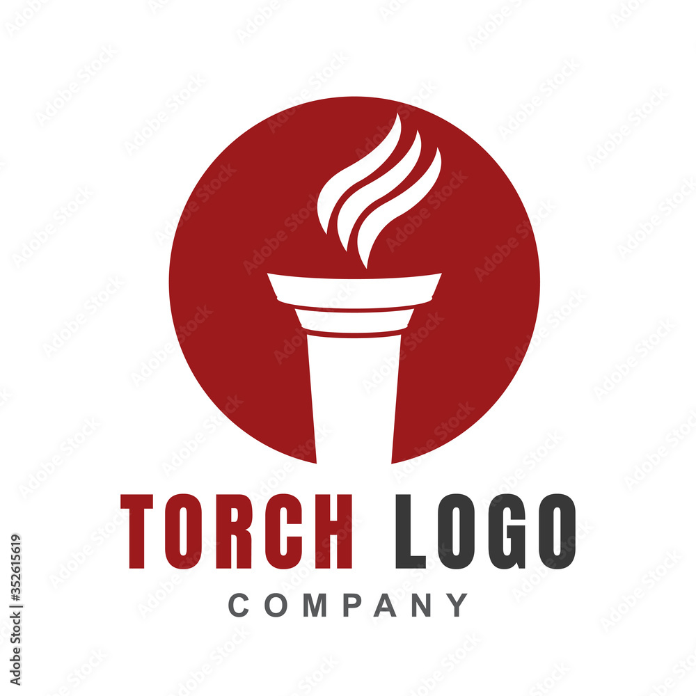 Torch logo icon design template with burning flame fire shape. Light ...