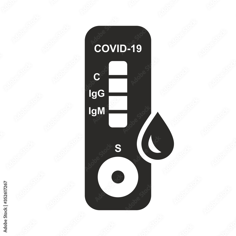 Coronavirus, COVID-19 antibody test icon. Rapid strep test (RST). Rapid ...