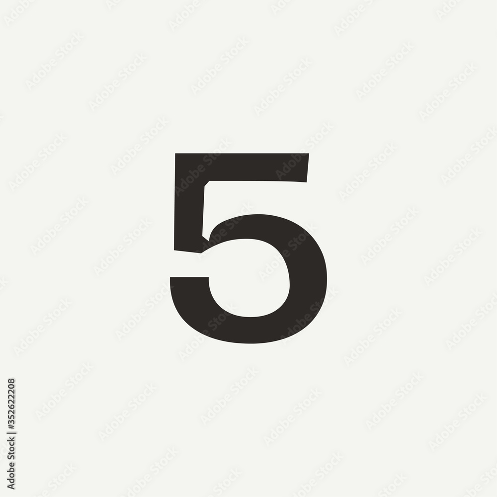 5 monogram. Abstract letter 5 logo design. Filled creative symbol. Logo ...