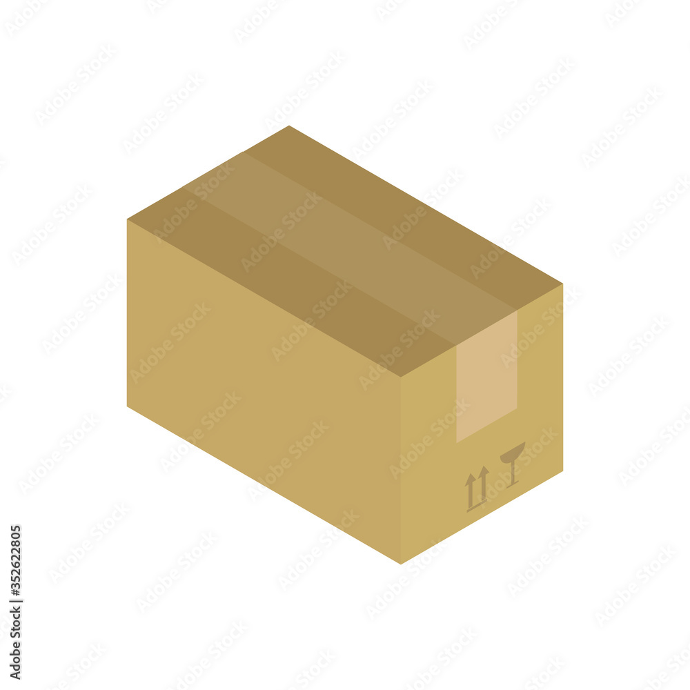 Isometric style icon. 3D parcel box icon. Cardboard packaging vector ...