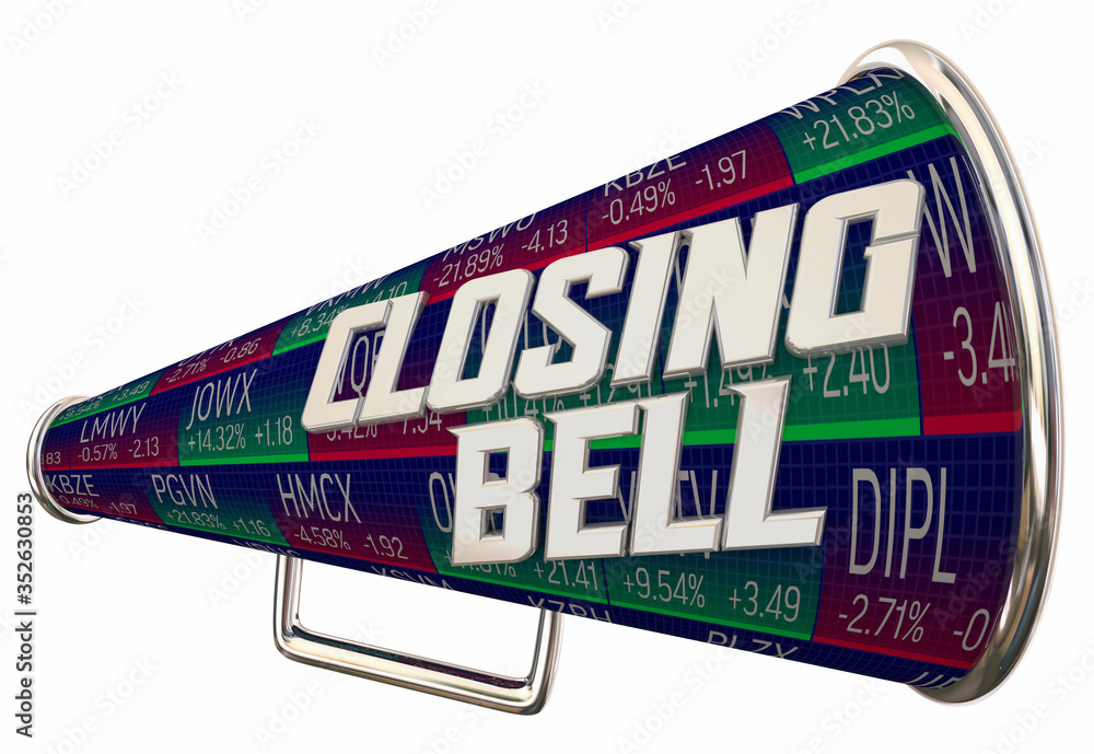 Closing Bell Stock Market Exchange Final Close Megaphone Bullhorn 3d ...