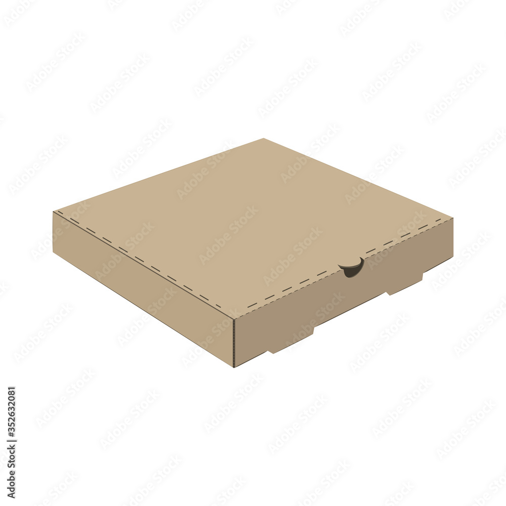 Vector illustration of closed cardboard pizza box isolated on white ...