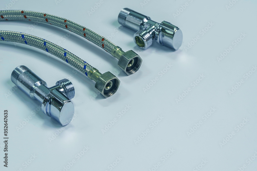 Set for connection of the mixer .Brass taps, PPR fittings hoses for ...