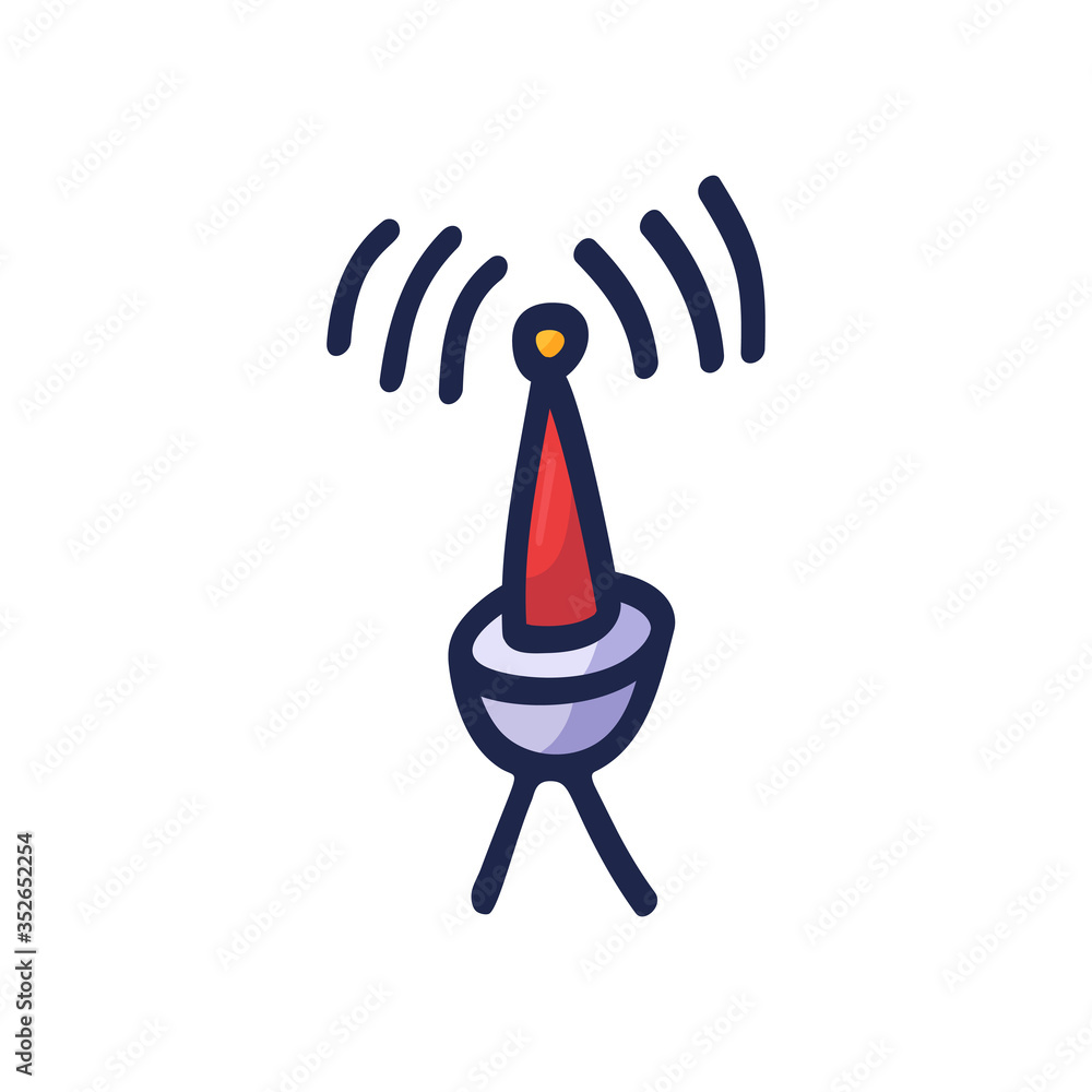 Radio signals waves and light rays, radar, wifi, antenna and satellite ...