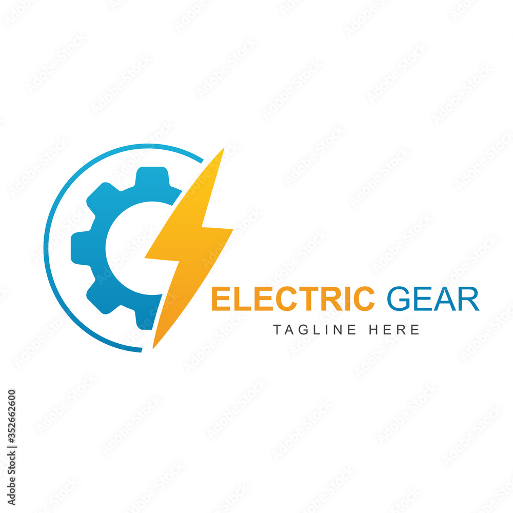 Electric power vector logo design element with gear shape. Service ...
