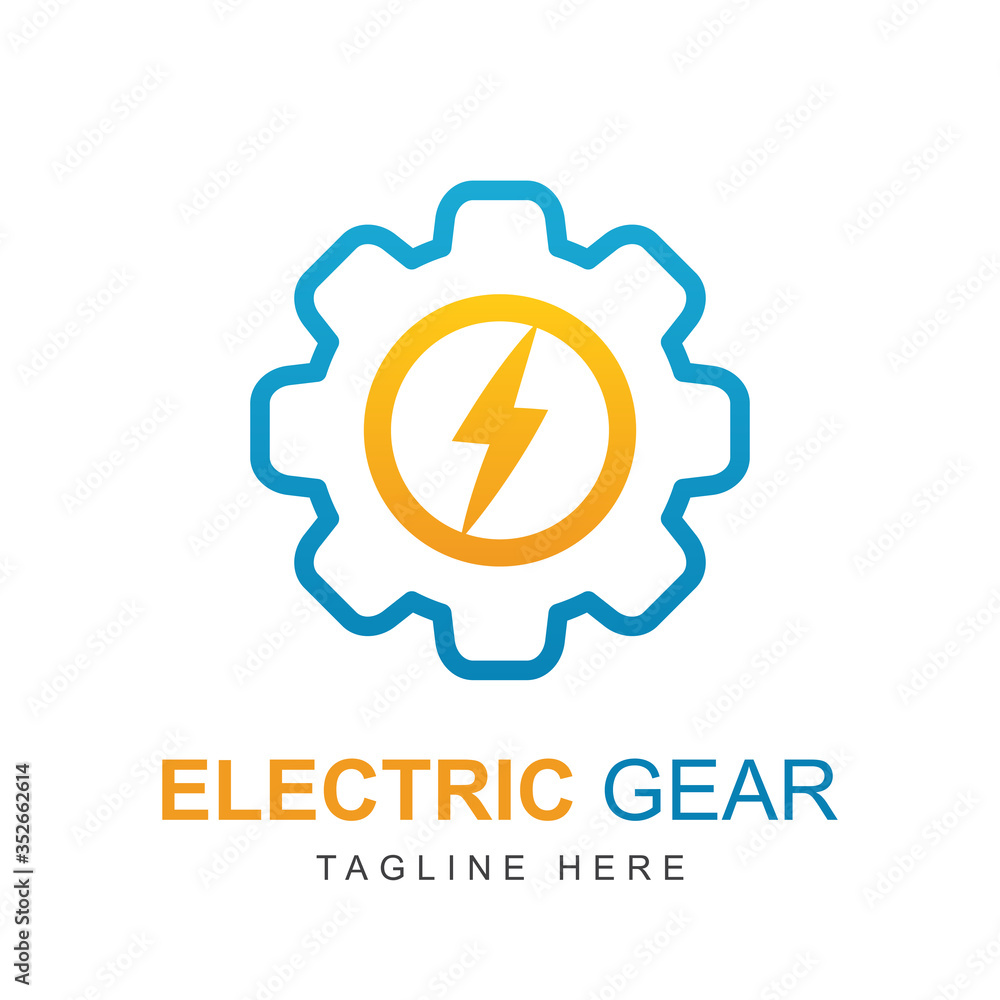 Electric power vector logo design element with gear shape. Service ...