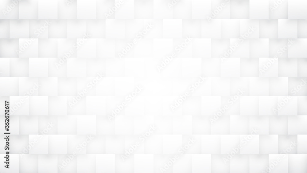 3D Square Blocks High Technology Minimalist White Abstract Background ...