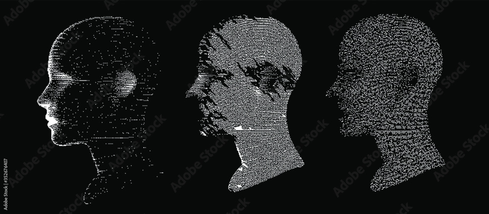 Artificial intelligence and Machine Learning concept. Human head with ...