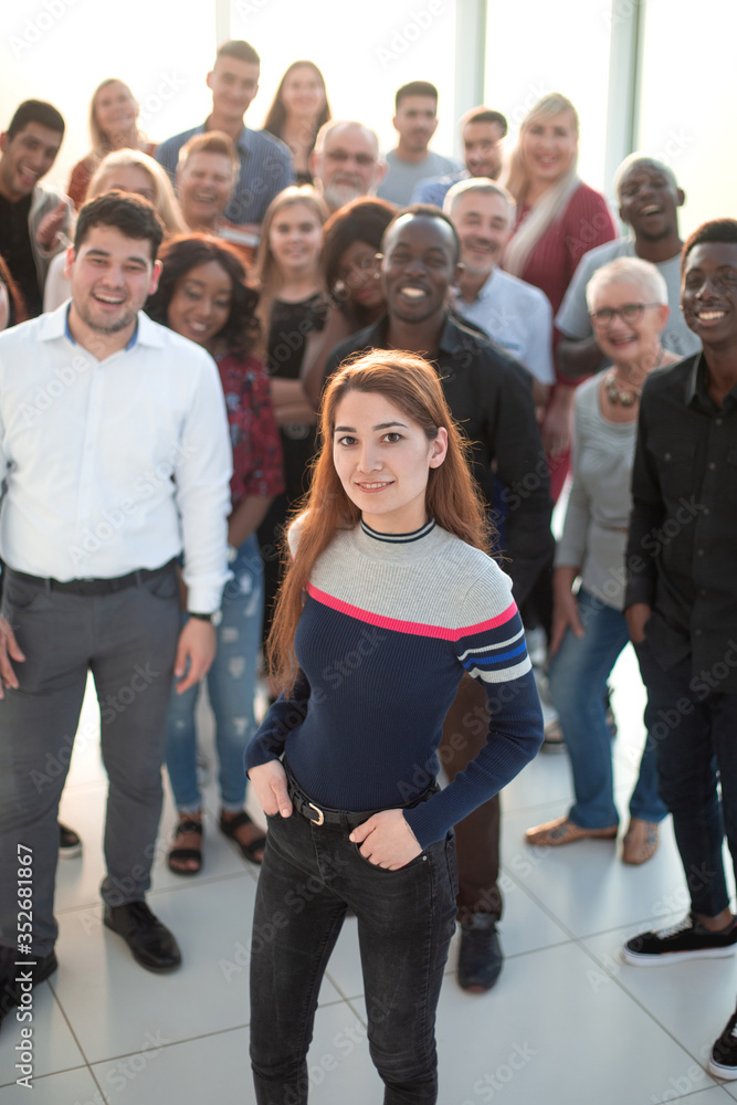 Leader woman and work group in the bright office Stock-Foto | Adobe Stock