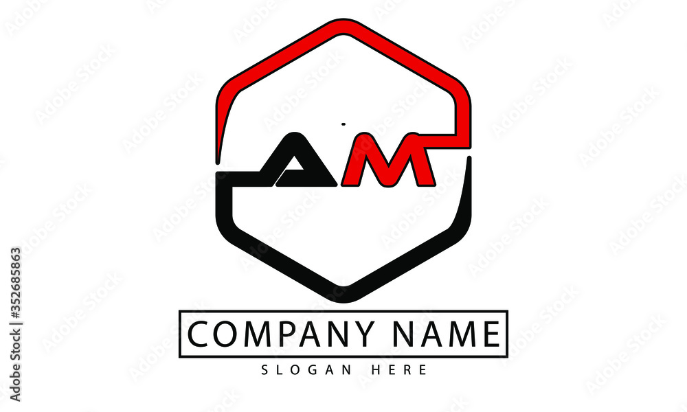AM Logo. Letter Design Vector with Red and Black Colors. Stock Vector ...