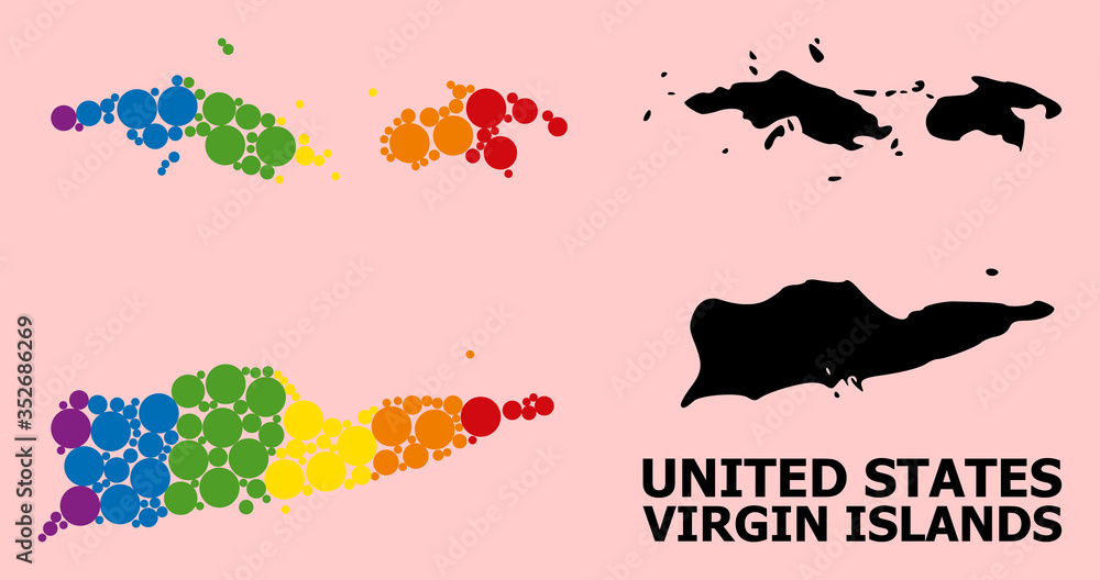Rainbow Collage Map of American Virgin Islands for LGBT Stock Vector ...