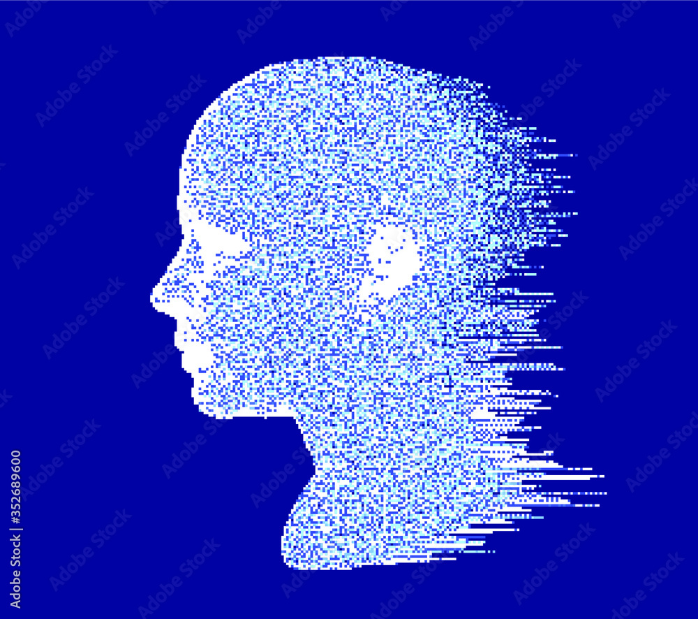 Artificial intelligence and Machine Learning concept. Human head with ...