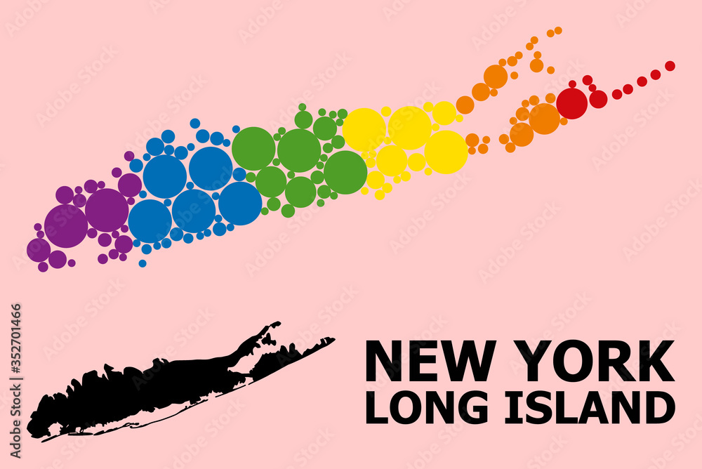 Rainbow Collage Map of Long Island for LGBT Stock Vector | Adobe Stock