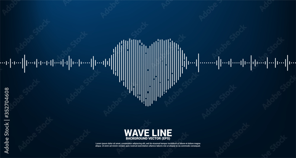 Sound wave heart icon Music Equalizer background. love song music ...