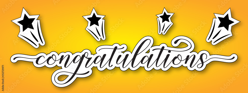 Congratulations lettering, typography, handwritten vector for greeting ...