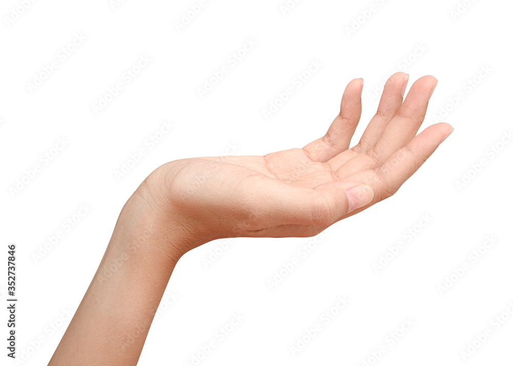 Hand open and ready to help or receive. Gesture isolated on white ...