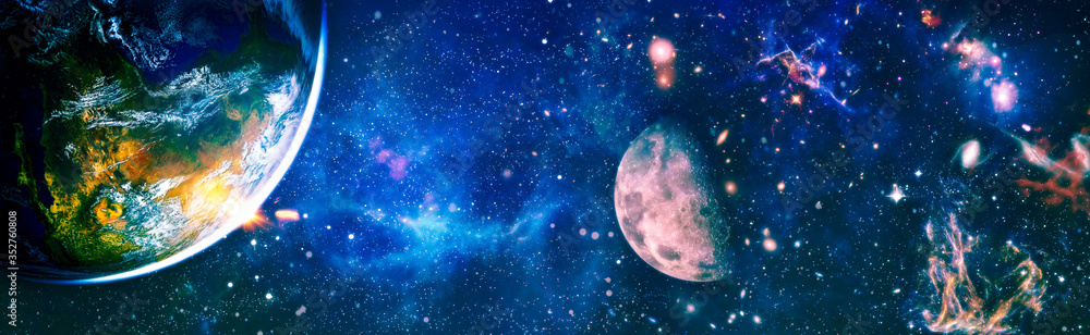 Earth in the outer space collage. View from the space . Planets of ...