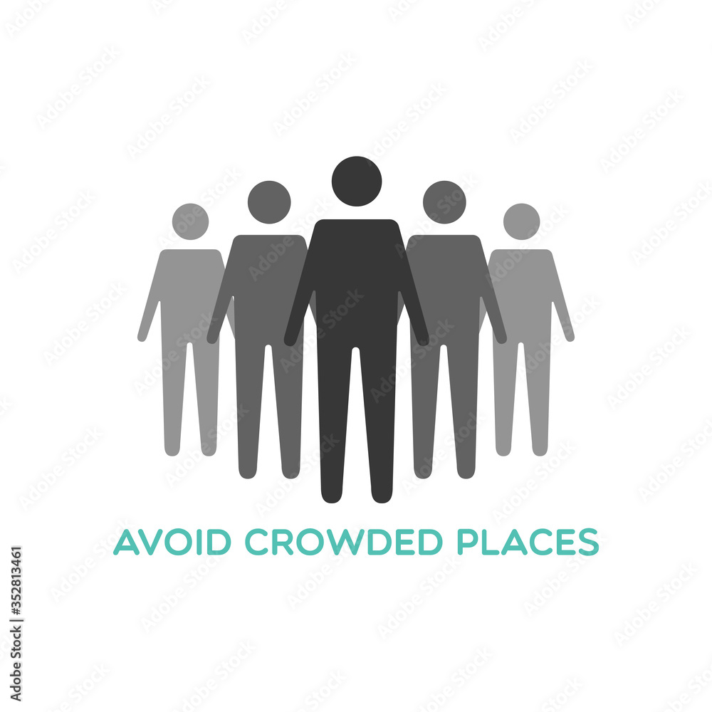 Avoid crowded places. Social distance icon. Coronavirus pandemic ...
