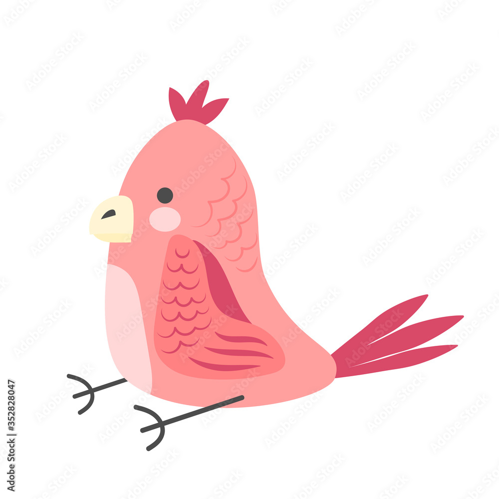 Cute cartoon bird. The red parrot. Children vector illustration ...
