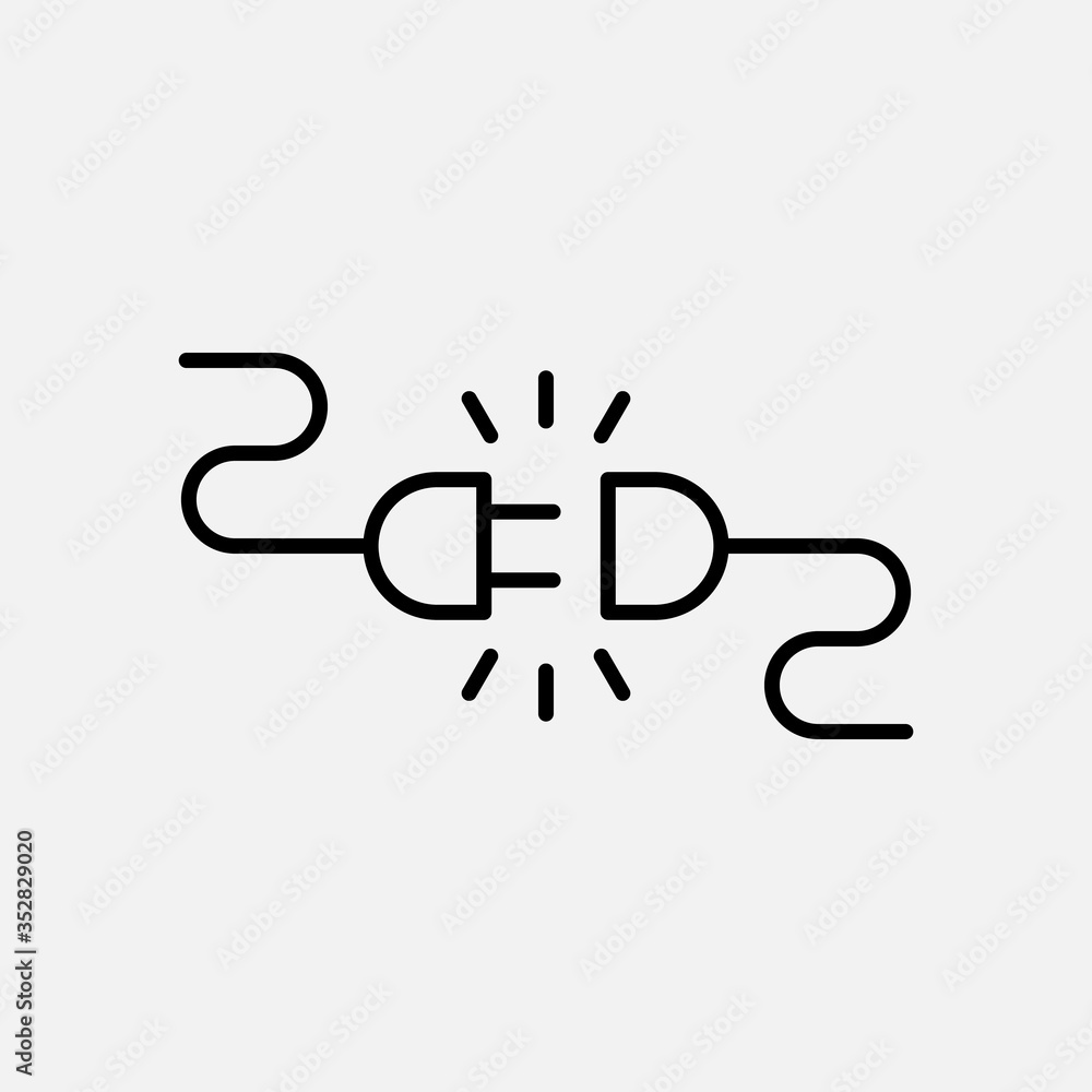 Connect line icon. Power and plug, connection symbol. logo. Outline ...