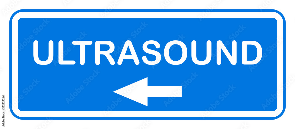 Ultrasound hospital sign, blue label Stock Vector | Adobe Stock