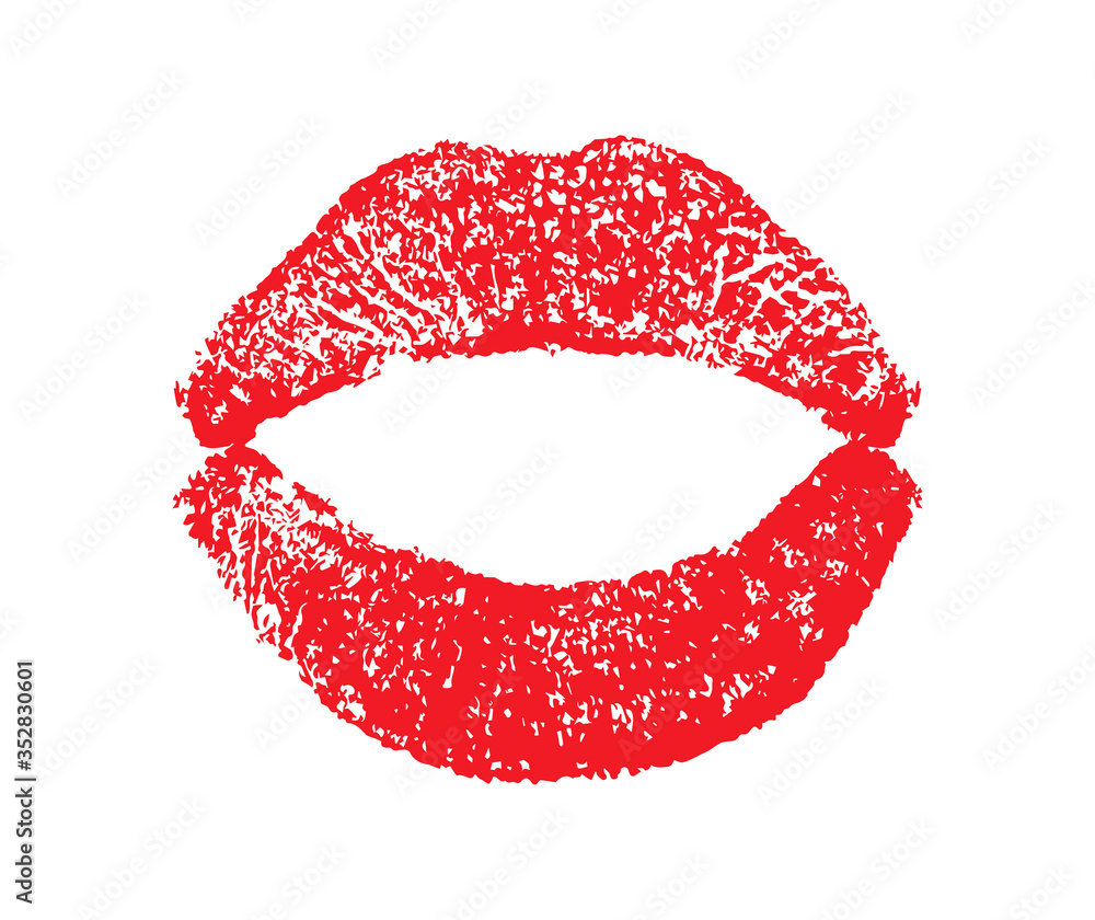 Women Lips Lips Traces Isolated On White Background Lipstick Kiss Print Red Kiss Fashion