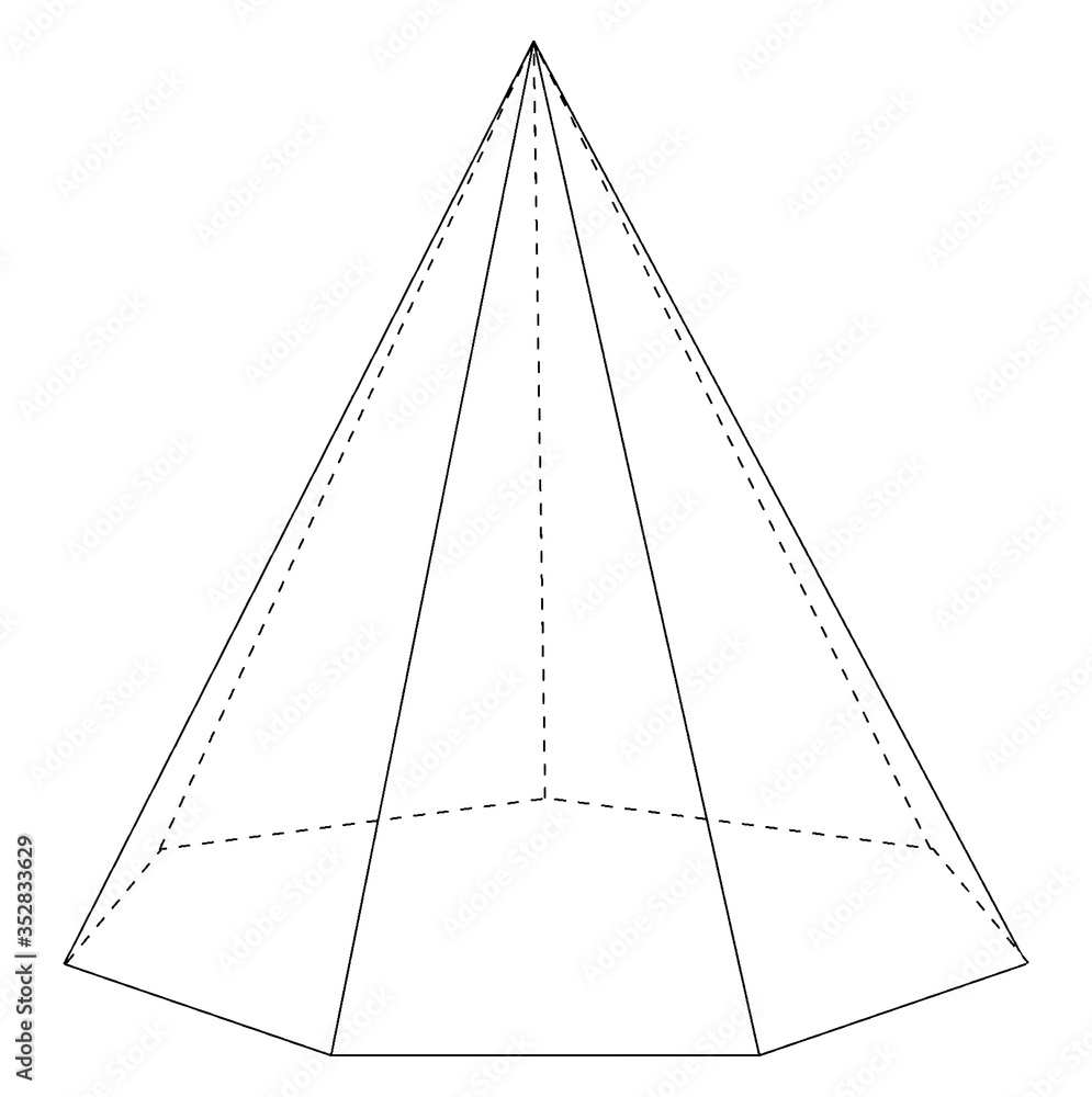 Septagonal/Heptagonal Pyramid, vintage illustration Stock Vector ...