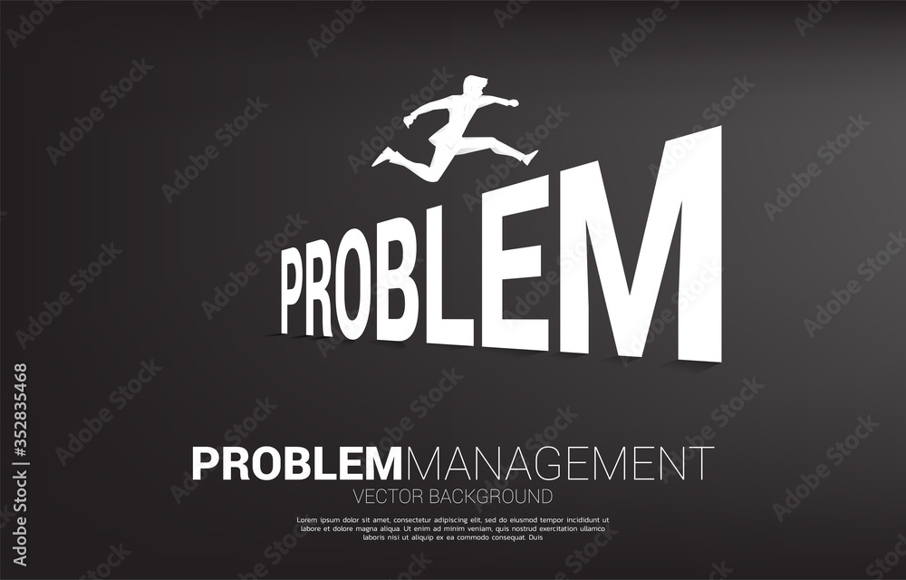 Silhouette businessman jumping across Problem. Background concept for ...