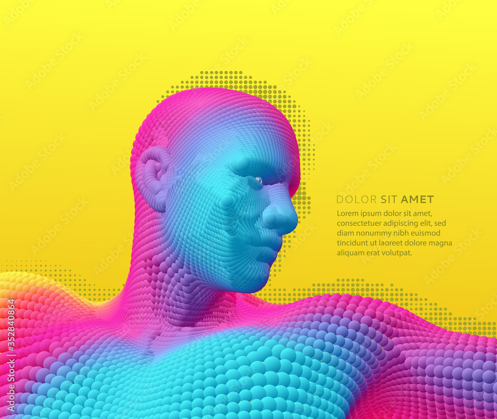 3d abstract human torso. Vector illustration composed of particles ...
