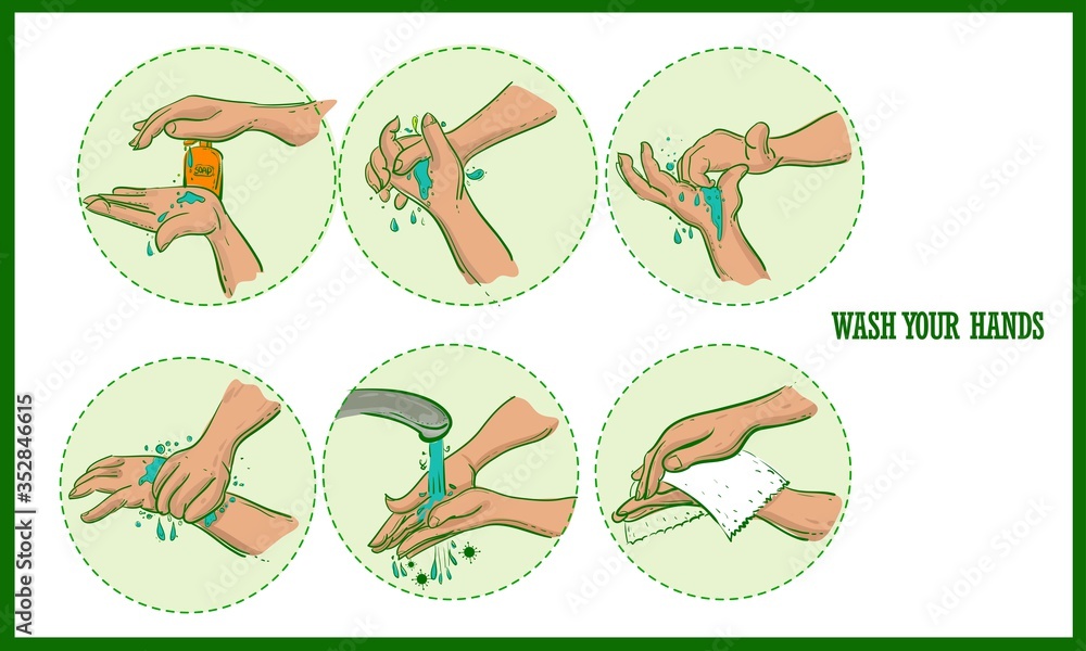 hand washing illustration icons vector Stock Vector | Adobe Stock