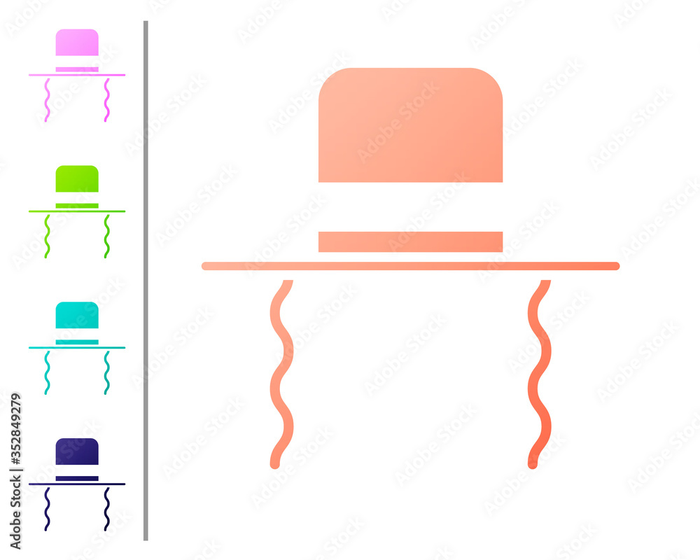 Coral Orthodox jewish hat with sidelocks icon isolated on white ...