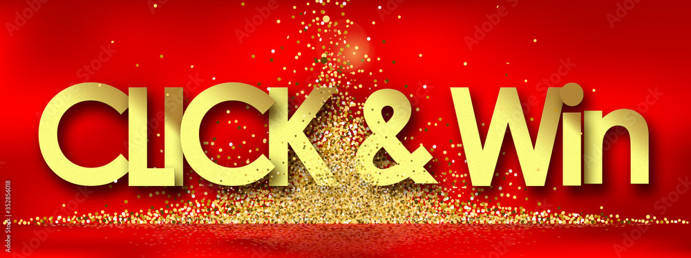 CLICK & Win in red background and golden stars Stock Photo | Adobe Stock