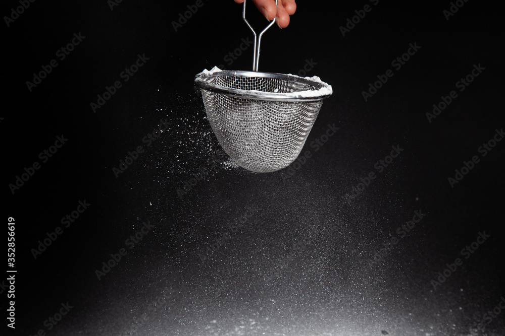 Flour texture on Cooking table background. Homemade professional ...