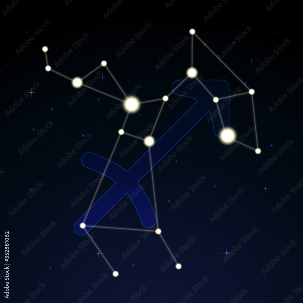 Sagittarius, the archer. Constellation and zodiac sign on the starry night sky Stock Vector ...