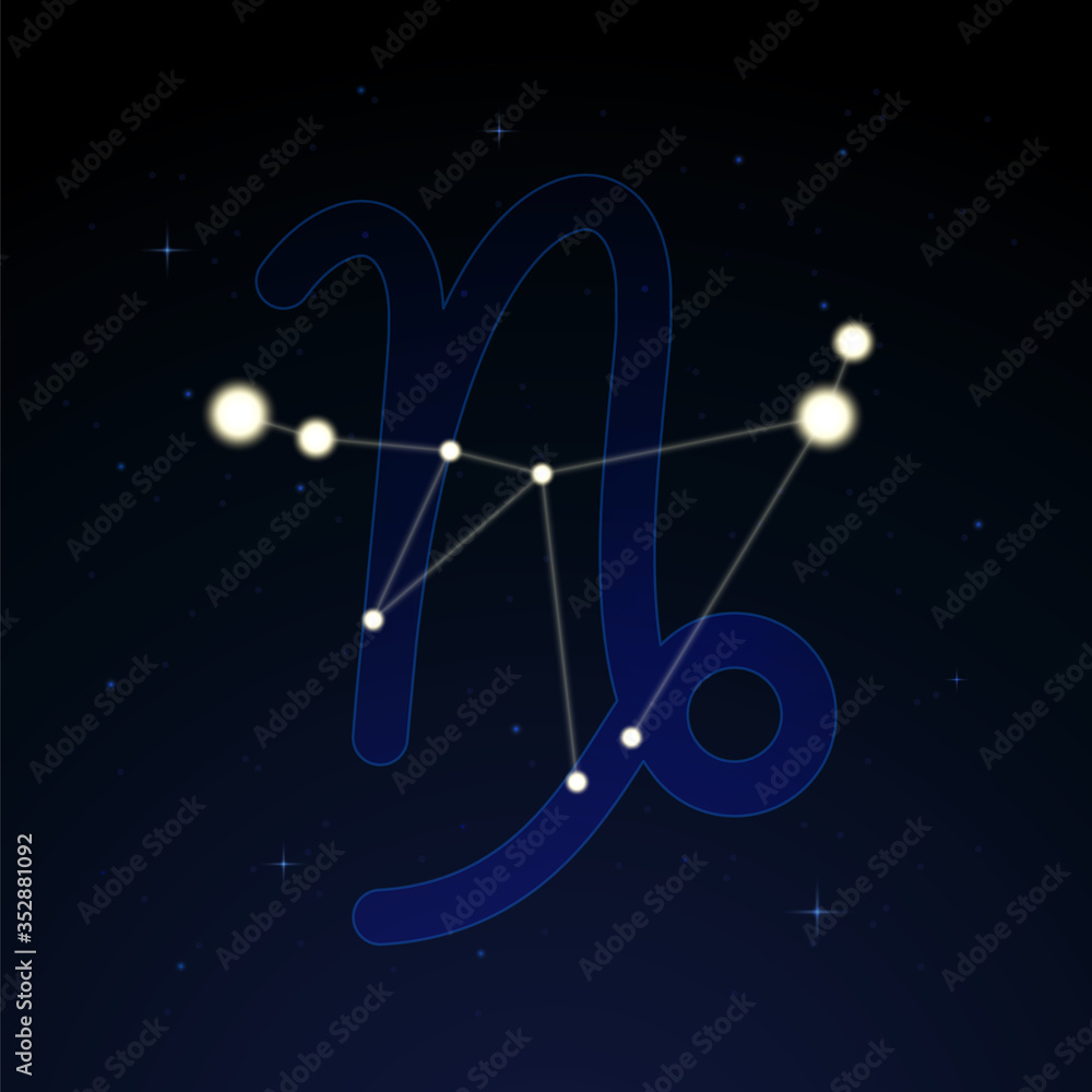 Capricornus, the goat. Constellation and zodiac sign on the starry ...