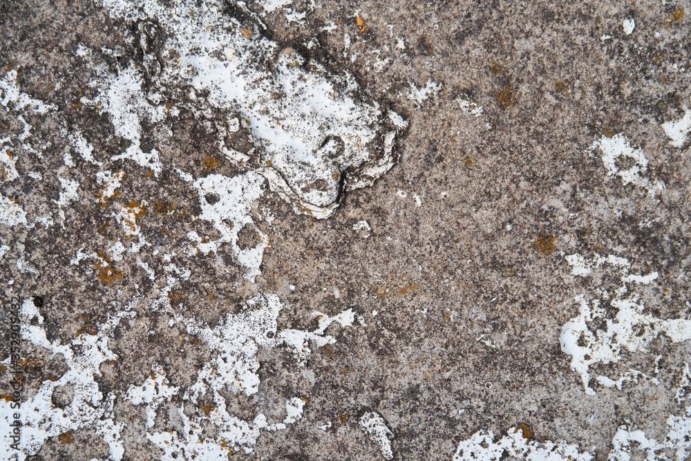 A flat surface of a reinforced concrete block with remnants of white ...