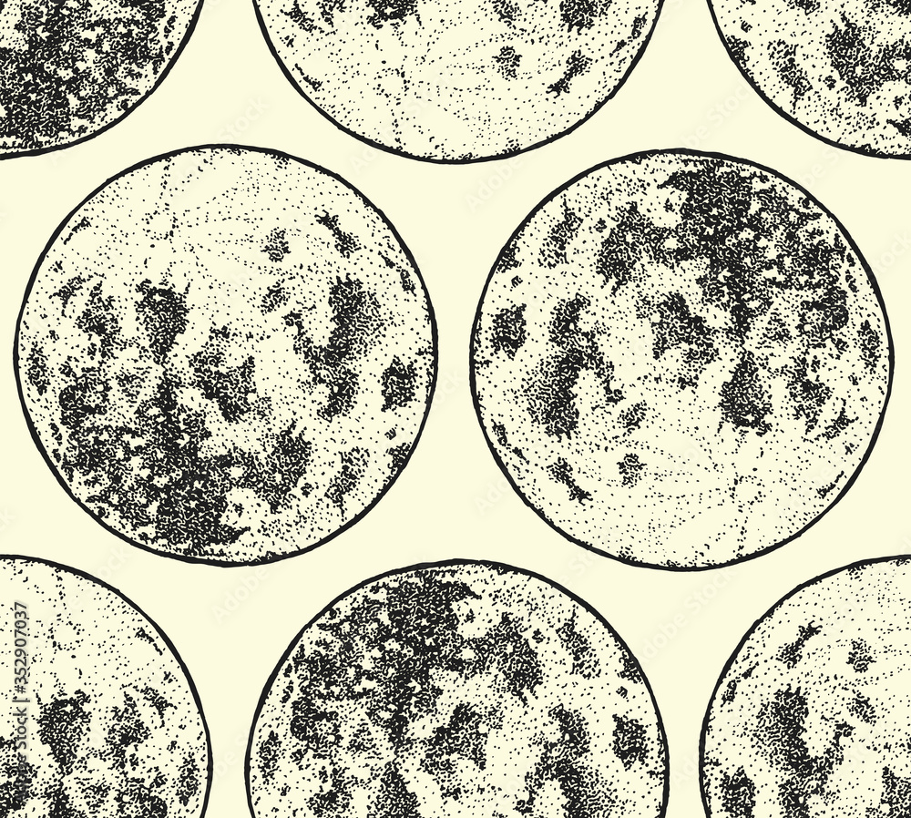 Seamless texture with Moon. Repeating background with Moon. A great ...