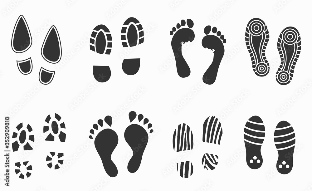 Human footprint set isolated on white. Clip-art illustration Stock ...